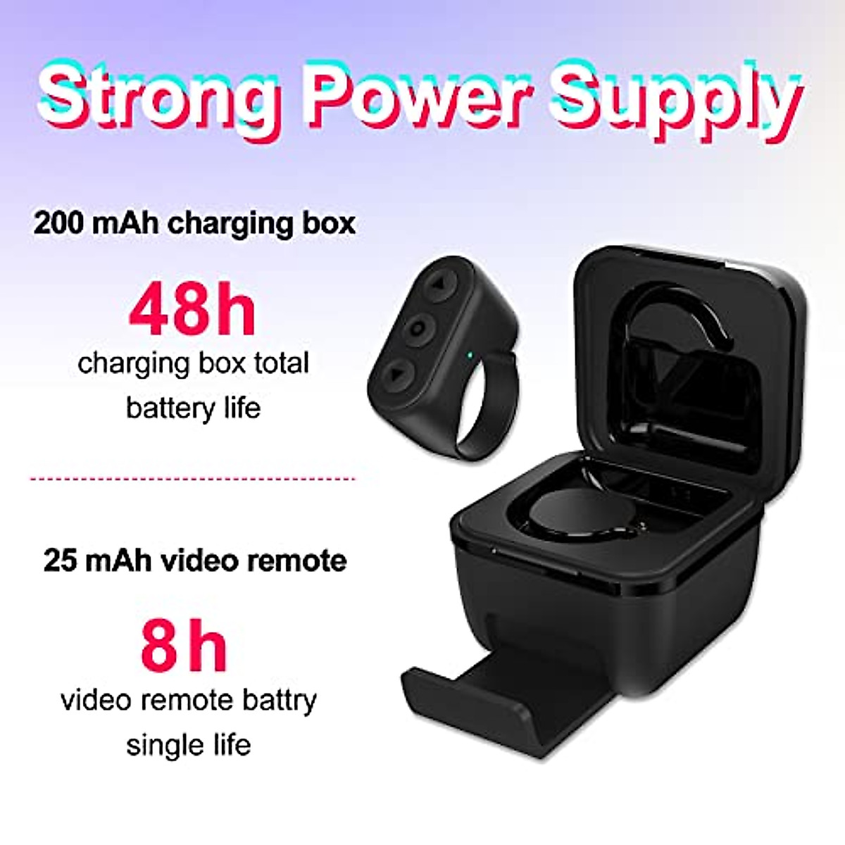 Upgrade TIK Tok Bluetooth Remote Control Page Turner - TUZTUALA 3 in 1 Function Video Scrolling Ring and Camera Shutter Remote and Phone Holder - Compatible with iPhone iPad Android Cell Phone