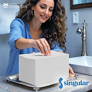 AH AMERICAN HOMESTEAD Disposable Paper Hand Towels for Bathroom - White Guest Napkins - Linen Like and Feel - Ideal for Wedding Reception or Dinner Party (200 Count - Smooth Crisp - Large 15.5" x 12")