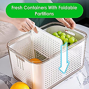 Vegetable Fruit Storage Containers for Fridge Organizer with Lid & Colander 3 Pack BPA-Free Produce Saver Containers for Lettuce Berry Stay Fresh,Lettuce Keeper for Fridge Organizers and Storage Clear