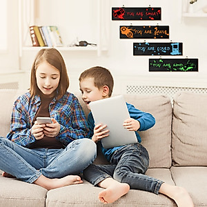 4 Pieces Gaming Decor for Boys Room Wooden Video Game Wall Art Print 11.8 x 3 Inch Motivational Quote Gamer Hanging Plaques Wall Decor for Boys Kids Room Bedroom Playroom Decorations (Vivid Style)