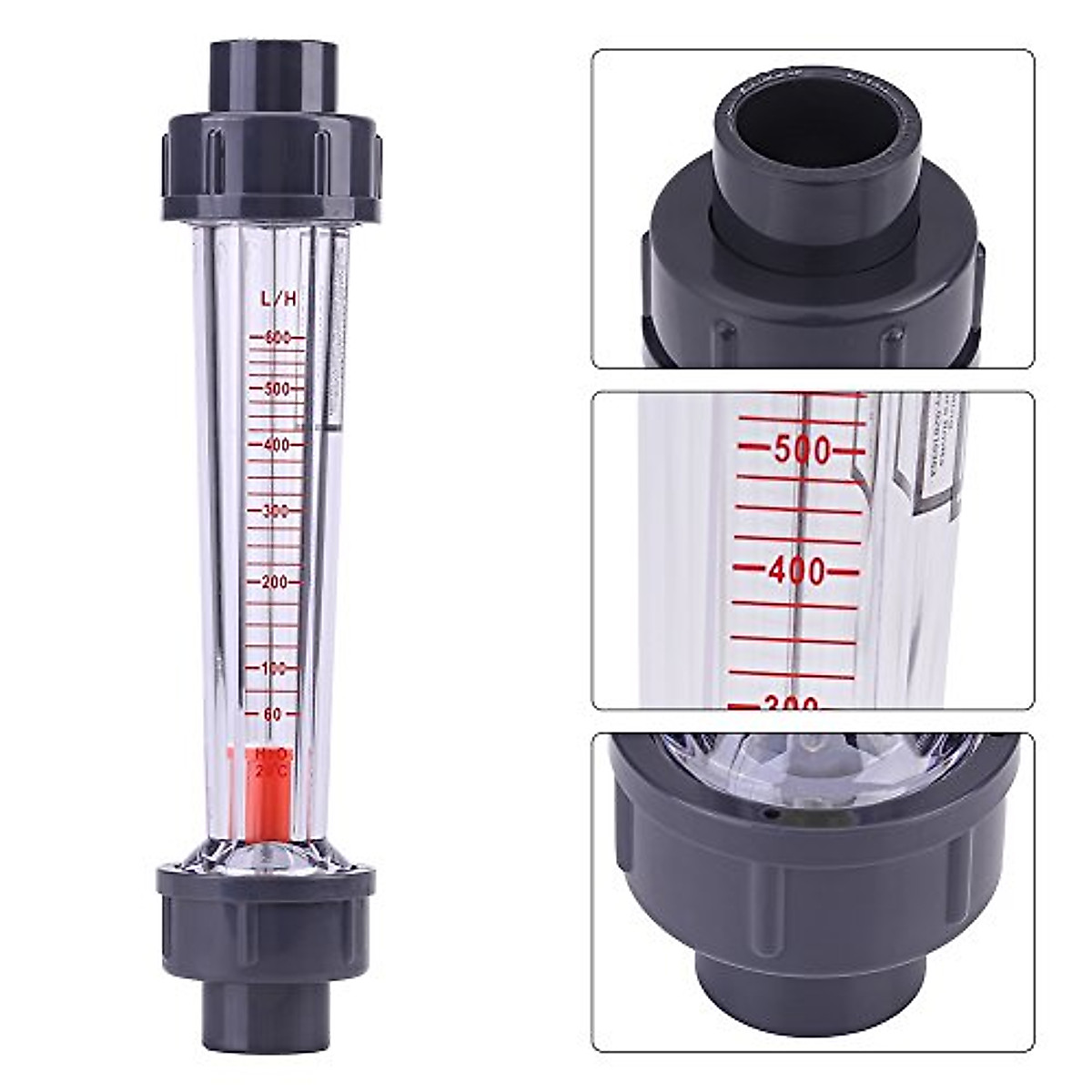 Peak Flow Meter,Tube Type Instantaneous Liquid Water Flow Meter, 60 600L H Plastic Tube Liquid Water Rotameter LZS 15D Flow Meter