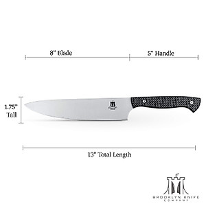 Brooklyn Knife Co. Chef Knife - Carbon Fiber Series - Japanese AUS-08 HC Super Steel - Sheath, 8-Inch
