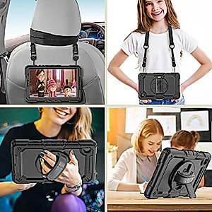 Herize Case Compatible with Samsung Galaxy Tab A7 Lite 2021 with Screen Protector | Heavy Duty Case SM-T225/T220 | Full Body Shockproof Sturdy Rugged Rubber Protective Case W/Hand Strap Shoulder Strap