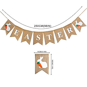 Easter Burlap Banner, Easter Décor Home, Banner Garland with Rustic Banner Happy Easter Hanging Banner Decor for Mantle Fireplace Wall Pre-Assembled - No DIY Required - 1 Pack