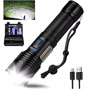 ALSTU Flashlight High Lumens Rechargeable LED: 990,000 Lumen Super Bright Flashlights, Powerful Tactical Flashlights, 7 Modes with COB Light, IPX6 Waterproof Flash Light for Camping, Emergencies