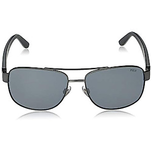 Polo Ralph Lauren Men's PH3122 Aviator Sunglasses, Matte Dark Gunmetal/Light Grey/Black Mirrored, 59 mm