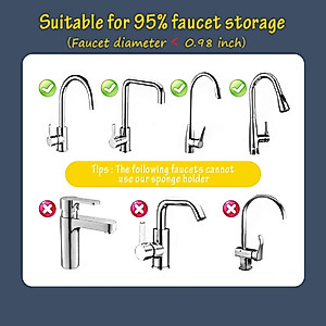 BIGSPINACH Sponge Holder for Kitchen Sink, Kitchen Sink Tray, Stainless Steel Detachable Hanging Faucet Drain Rack for Sponge, Dish Brush and Dish Towel, No Drilling, Farmhouse Sink Accessories