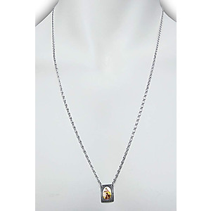 Scapulars Catholic I Sacred Heart of Jesus & Our Lady of Mount Carmel Medals I Stainless Steel Scapular Necklace for Women & Men - 14 Inch I Catholic Religious Necklace - Colored Icons