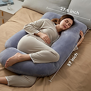 Momcozy Pregnancy Pillows, U Shaped Full Body Maternity Pillow with Removable Cover - Support for Back, Legs, Belly, Hips for Pregnant Women, 57 Inch Pregnancy Pillows for Sleeping, Grey