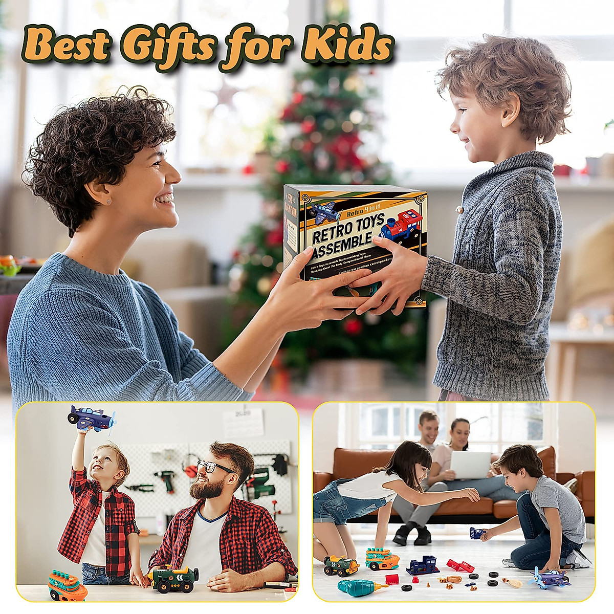 KODATEK Take Apart Toys for 4 5 6 7 8 Year Old Boys Girls, with Engine & Electric Drill Tool, Kids Tool Set Play STEM Building Toys, Learning Construction Toys