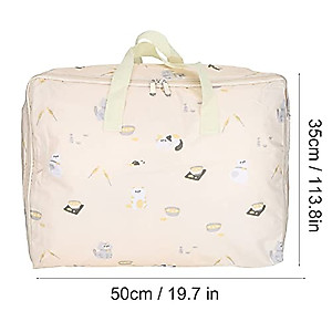 VADUMA Foldable Portable Storage Bag Double Zipper Design Moving Bags Totes Quilt Pillow Blanket Organizing Bag(Beige cat)