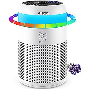 Afloia HEPA Air Purifiers for Bedroom with 7 Colors Light, Mini Air Purifier with Fragrance Sponge for Home Office Living Room, Small Desktop Air Purifier for Pet Dander Mold Pollen Odor Smoke Dust