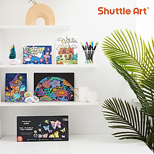 28 Metallic Colors Dual Tip Acrylic Paint Markers, Brush Tip and Dot Tip Acrylic Paint Pens for Rock Painting, Ceramic, Wood, Canvas, Plastic, Glass, Stone, Calligraphy, Card Making, DIY Crafts