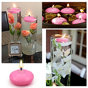 6 PCS Floating Candles, Pink Unscented Dripless Wax Burning Candles 1.77 Inch Diameter Floating Candles Discs for Cylinder Vases, Weddings, Pool Party, Wedding, Holiday, Home Decor (Pink)