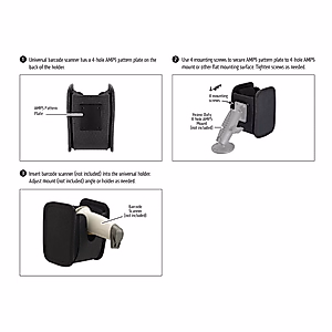 ARKON Mounts Universal Barcode Scanner Holder | Tough Polyester Construction | Zinc Alloy Plates for Longevity | 4-Hole AMPs Mount | Designed for Fulfillment Centers, Warehouses, and More | SPHLSTR
