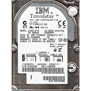 DJSA-210, PN 07N4390, MLC F80309, IBM 10GB IDE 2.5 Hard Drive
