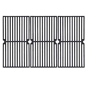 GGC Grill Grates Replacement for Brinkmann 810-8410-F, 810-2410-S, 810-2511-S, 810-2512-S, 810-8411-5, 810-9415-W and Others, 3 PCS Porcelain Coated Cast Iron Cooking Grate(17 3/4" x 8 15/16")