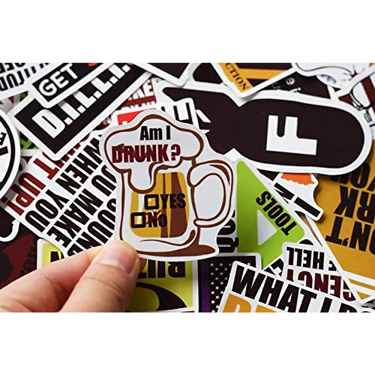 100 Pcs Pack Funny Hardhat Stickers for Helmet Tool Box Hood, Waterproof Vinyl Sticker for Welding Construction Union Military Lineman Ironworker Oilfield Electrician Pipeliner Ibew Colleague Husband