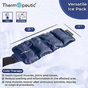 Thermopeutic Reusable Ice Pack for Injuries Reusable Unisex (15” X 7”) - Extra Long Lasting Gel Cold Pack Ice Wrap for Pain Relief and Surgery - Shoulder, Lower Back, Knee, Arm, Foot, Hip and More