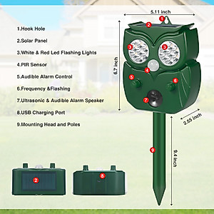 2Pcs Ultrasonic Animal Repellent Outdoor Solar Animal Repeller with Motion Sensor Cat Repellent Outdoor Waterproof to Scare Raccoon Fox Rabbit Deer Squirrel Skunk Repellent for Yard Garden (NO.3)