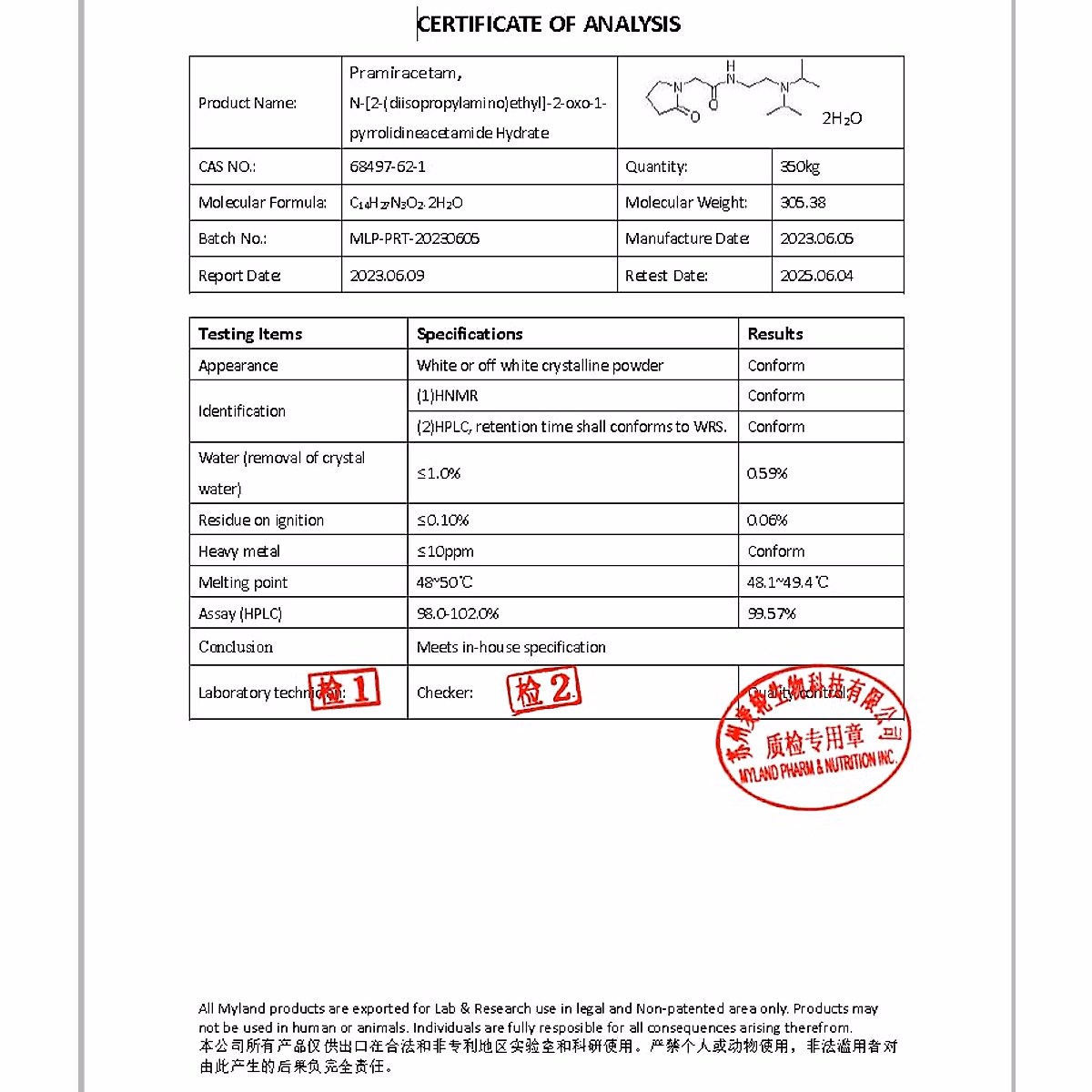 Akersunder Pramiracetam Powder, Purity 99+%, 25 Grams, Include 100mg Scoop