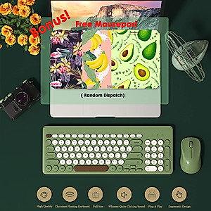 Wireless Keyboard and Mouse Combo, Superbcco 2.4GHz USB Cordless Computer Keyboard with Numeric Keypad, Quiet Click, Round Keys, Slim for Desktop/PC/Laptop/Surface/Windows OS (Chocolate Green)