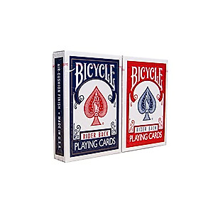 Bicycle Rider Back Playing Cards, Standard Index, Poker Cards, Premium Playing Cards, Red & Blue, 2 Count (Pack of 1)