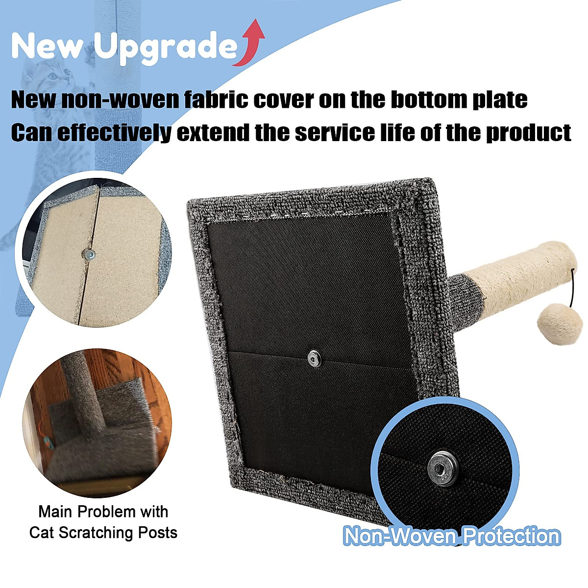 Ahomdoo Cat Scratching Post Cat Scratching Posts for Indoor Cats Natural Sisal Rope Cat Scratchers for Indoor Cats and Hanging Ball Toys