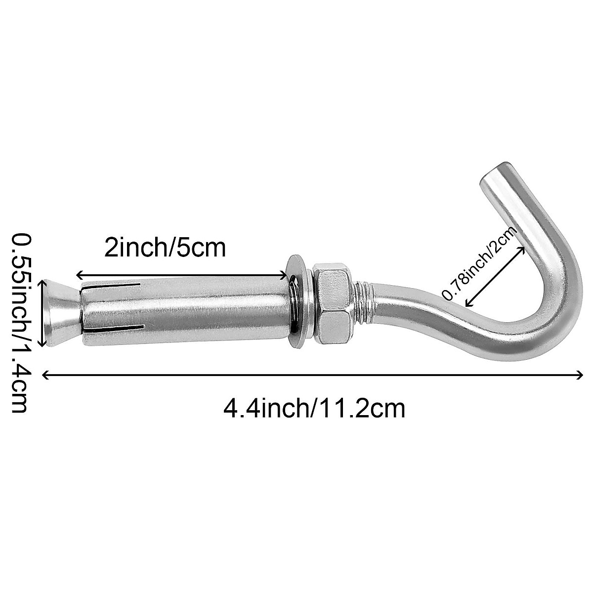 ZOENHOU 30 PCS M10 Concrete Wall Hook Expansion Bolts, Heavy Duty 304 Stainless Steel Open Cup Hook Expansion Anchor Bolts, Smooth Expansion Screw Hook for Wall Concrete