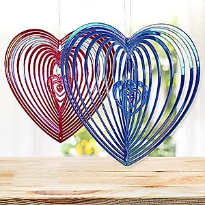 YARDWE 2pcs Heart Wind Spinner Bird Blinder Pinwheels Bird Deterrent Hanging Spinners to Keep Birds Away for Yard Garden