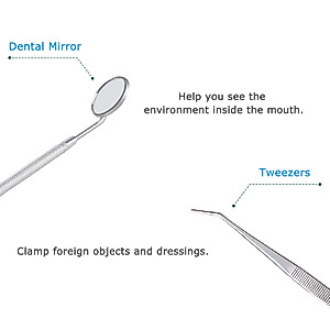 DOUCEUR Teeth Cleaning Kit, Teeth Cleaning Tools with Mouth Mirror, Teeth cleaner and Oral Care for Adults and Pets