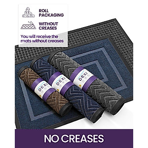 DEXI Door Mat Heavy Duty Outdoor Indoor Doormat, Stain and Fade Resistant, Non Slip Front Door Mats, Patio Entryway Floor Mat, 17"x29", Checkered Black