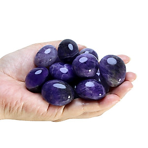 Tumbled Polished Natural Amethyst Stones, Crystals and Healing Stones Quartz Bulk for Wicca, Reiki, Healing Energy, Chakra Stones, Witchcraft Supplies(10Pcs)
