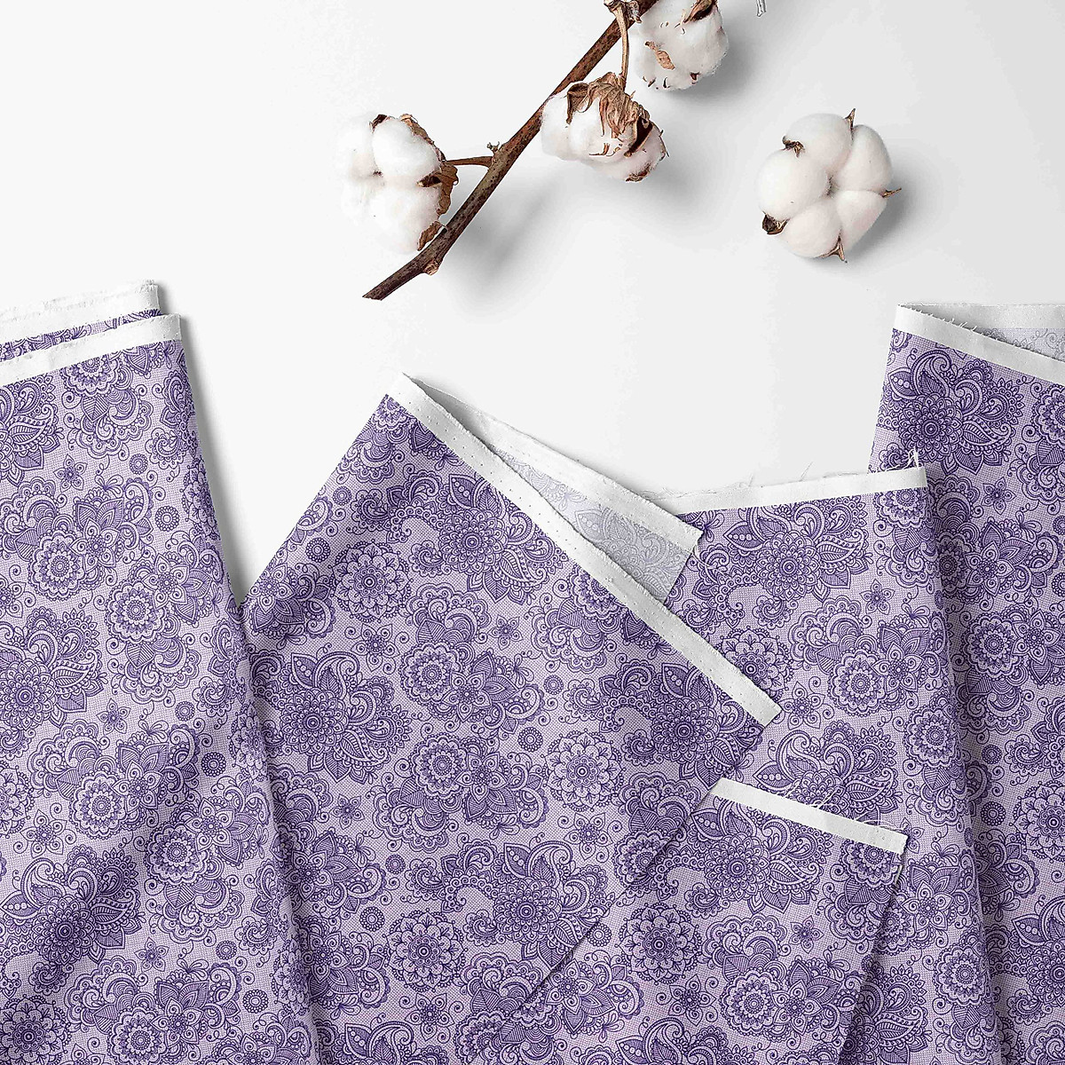 Bacati - 2 Pack Paisley Floral 100 Percent Cotton Percale Universal Baby US Standard Crib/Toddler Bed Fitted Sheets (Lilac Purple Scroll)