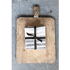 Creative Co-Op Tan & Grey Striped Cotton Tea Towels (Set of 3 Pieces)