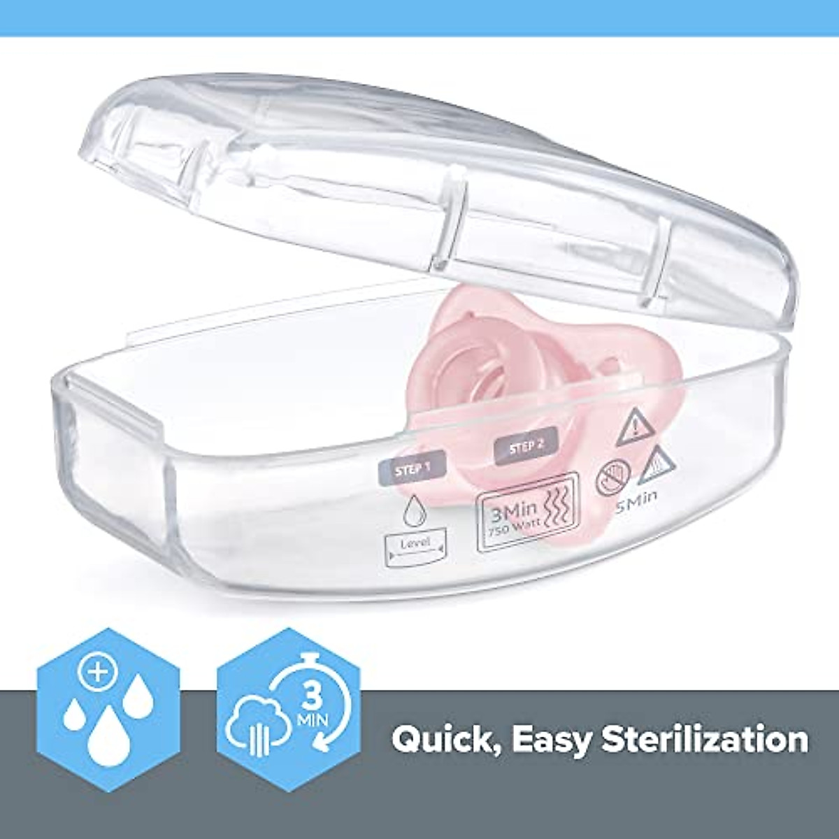 Chicco PhysioForma 100% Soft Silicone Mini One Piece Pacifier for Babies Aged 0-2 Months | BPA & Latex Free | Reusable Sterilizing Case | Pink, 2pk