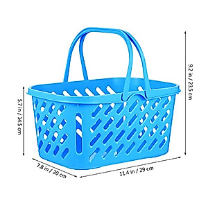 Alipis Play Grocery Basket Mini Shopping Basket Plastic Grocery Basket with Handle, Toys Storage Organizer Kitchen Storage Baskets, Blue, 2Pcs