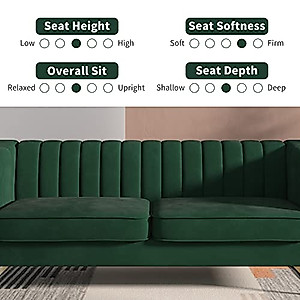 Magic Home 83.85 Inch Velvet Sofa Couch,Mid-Century Loveseat Sofa, Upholstered Living Room Sofa with Removable Cushion for Living Room Bedroom Apartment (Green)