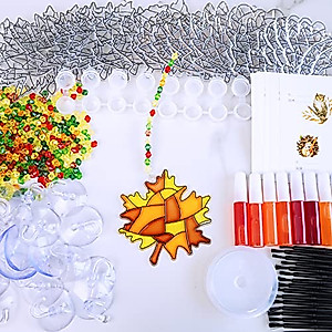 Winlyn 27 Sets Fall Leaf Suncatchers Ornaments Decorations DIY Window Paint Art Suncatchers Craft Kits Autumn Maple Leaf Sun Catchers for Kids Classroom Thanksgiving Harvest Party Activity Art Project