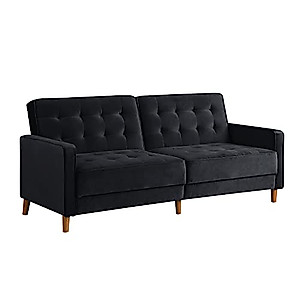 DHHU Adjustable Couch Sleeper Sectional, Loveseat for Living Room, Bedroom or Office, Modern Velvet Upholstered Sofa Bed, Black Color