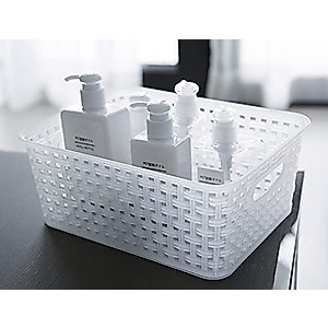 Clear Plastic Woven Storage Basket, 6-Pack Weave Basket Organizer for Kitchen Offices Bathrooms