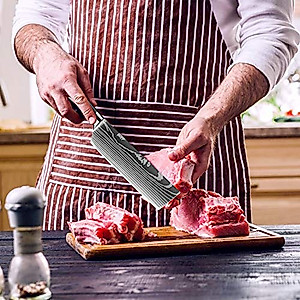 KEPEAK Cleaver Knife 7 Inch, High Carbon Steel Chopper Knives Kitchen with Pakkawood Handle, Asian Nakiri Vegetable Meat Chef Knife