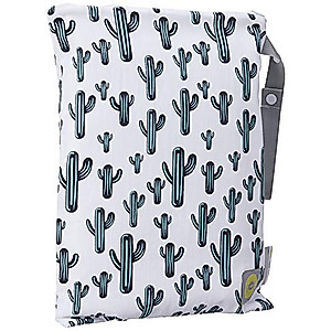 Itzy Ritzy Sealed Wet Bag with Handle – Wet Bag for Travel, Swimsuits, Cloth Diapers, Gym Clothes & Toiletries - Washable & Reusable with Water Resistant Lining - Measures 11” x 14” (Cactus Crew)