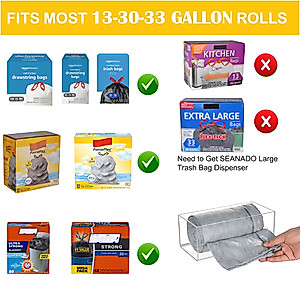 SEANADO Trash Bag Dispenser Holder, Wall Mount Acrylic Kitchen Single Side Loaded Organizer Storage Box Holder for Garbage Bag Grocery Bag Plastic Bag(10 x 4.7X 4inches)