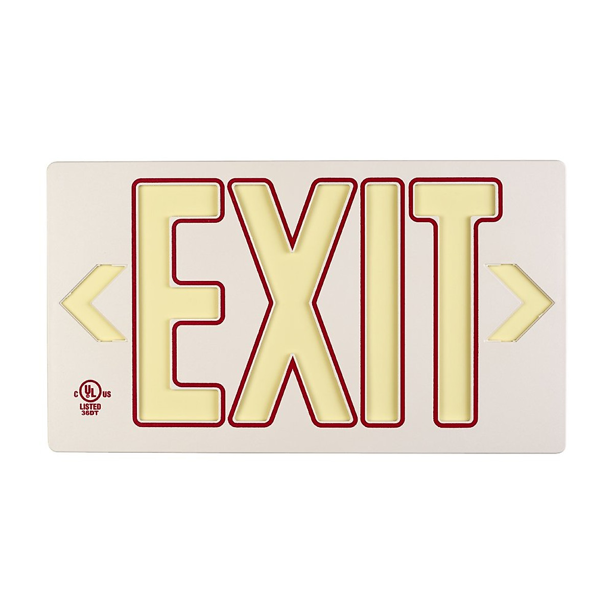 UL Listed 50 foot Jessup Glo Brite 7130-B Exit Sign, Single Sided with Frame, White with Red Outline, 8.75-Inch x 15.5-Inch (Mounts 4 ways, includes bracket and arrows)