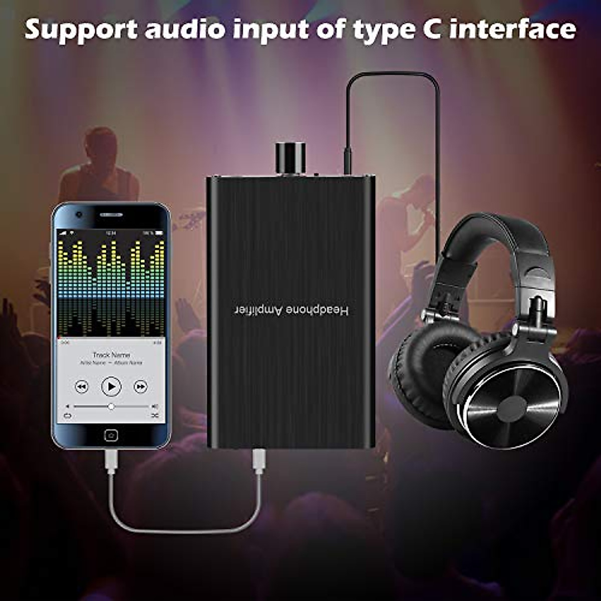 Headphone Amplifier with Bass Boost, Support 3.5mm AUX and Type-C 16-600Ω Headphone -3.5mm Stereo Audio Out, GAIN, Bass for Mac, Phones, iPad, MP3, MP4 and Computers,Xbox one,PS4,PS5 Controller