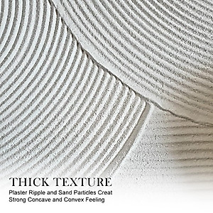 Zessonic Framed Abstract Wall Art for Living-room - Large White Geometric Line Spiral Abstract Hand-painting Artwork Minimalism Contemporary Nordic Boho Decorative for Living Room, Bedroom - 28"x 40"