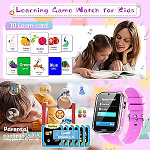 Smart Watch for Kids Gift for Girls Toys Age 6-8 Kids Game Smart Watches for Boys 8-10 with 24 Games Video Camera Music Alarm Educational Birthday Gifts Ages 6 7 8 9 10 11 12 Years Old (Purple)