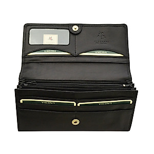 Visconti Heritage -35 Soft Leather Large Ladies Purse Wallet (Black)