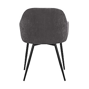 Armen Living Pixie Fabric Dining Room Chair with Black Metal Legs, 18" Seat Height, Grey